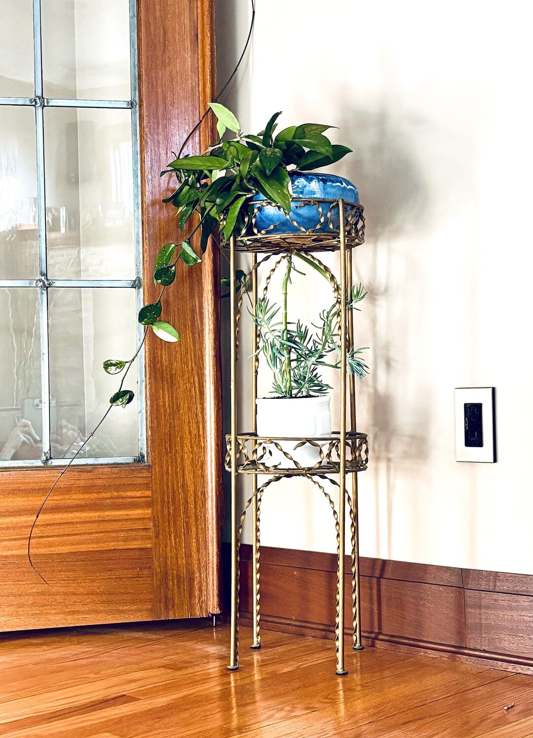 MCM Hollywood Regency Plant Stand, Gold Metal (2 Tier) Circa 1950-60s ...