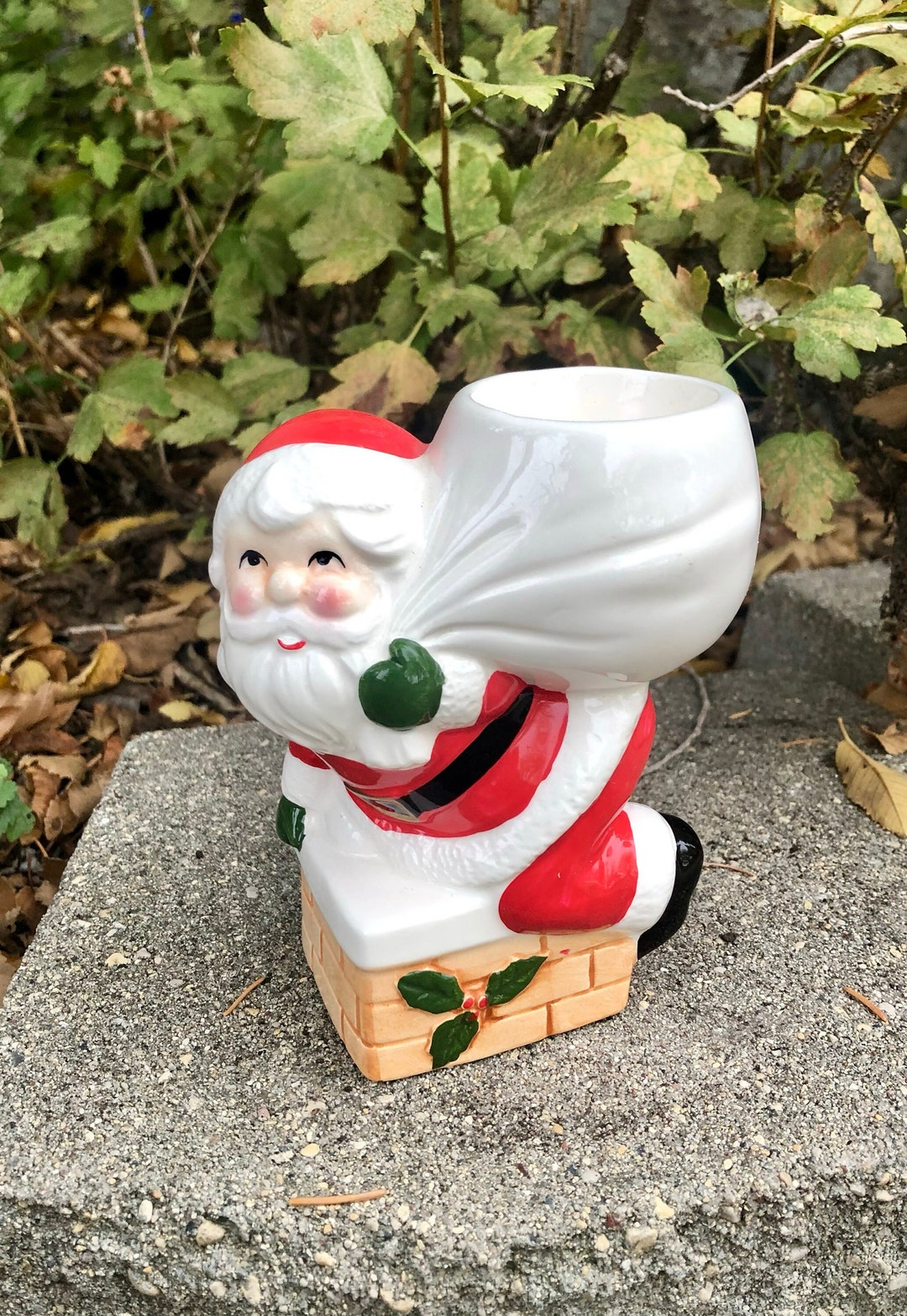 MCM Santa Figurine/ Tealight Candle Holder (porcelain, Hand Painted ...