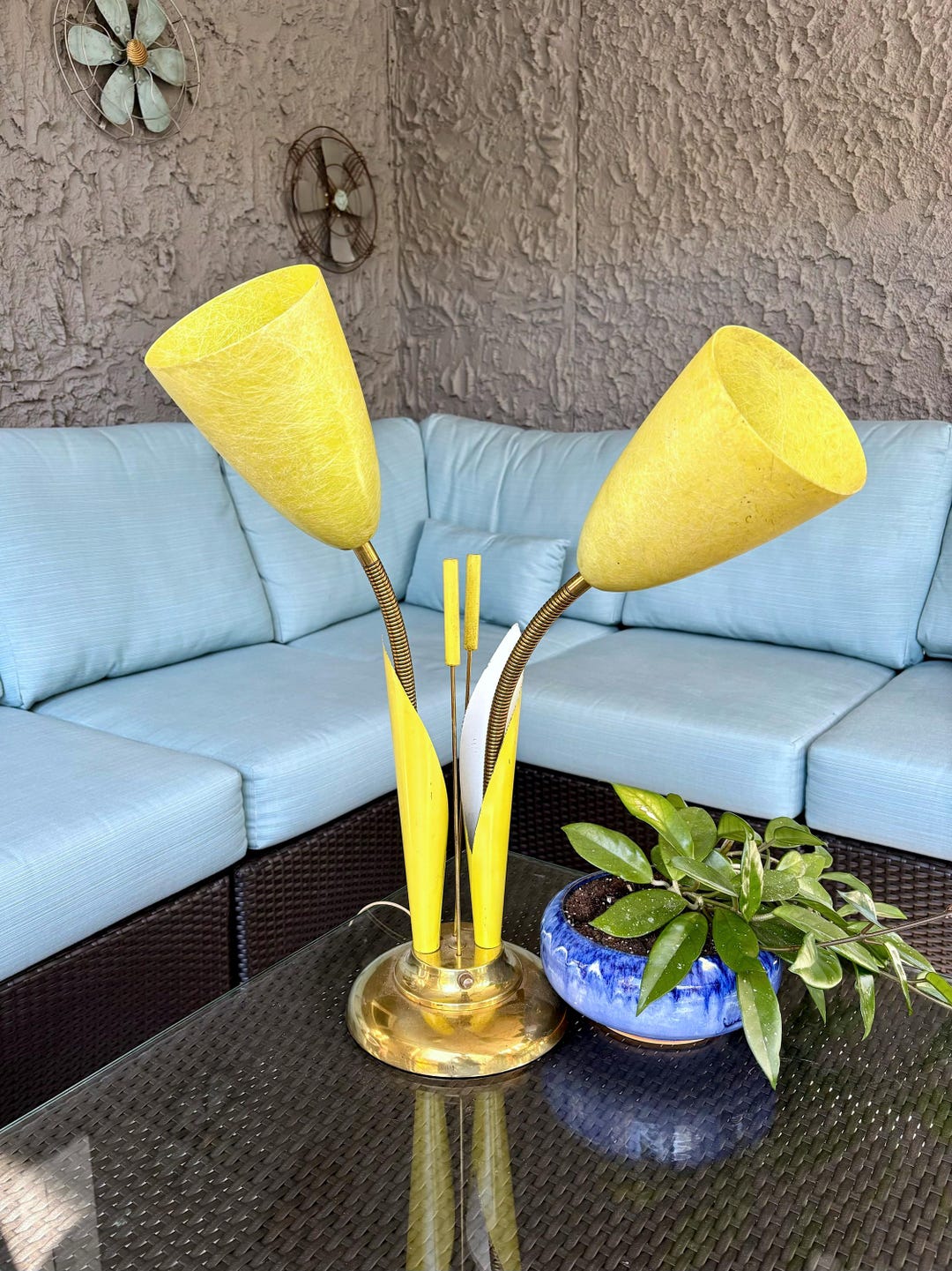 MCM Atomic Era Double Gooseneck Lily/ Cattails Lamp~ Circa 1940-1950s ...