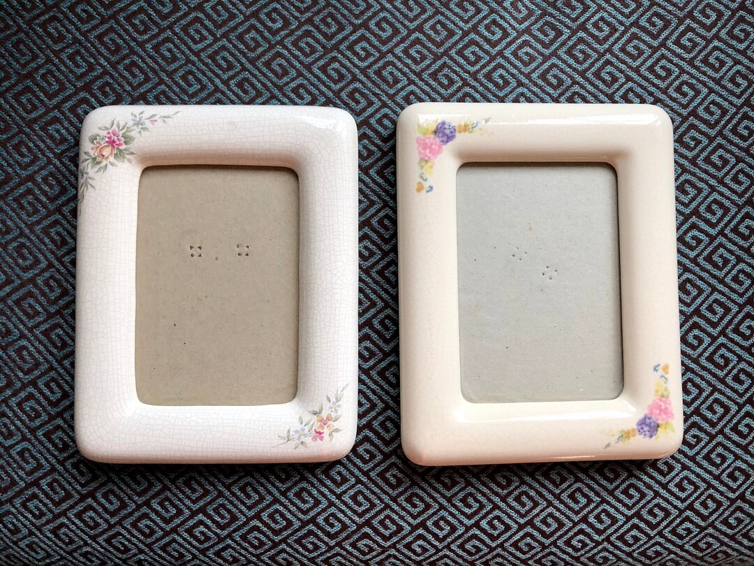 1980s Photo Frame PAIR- Hand Paintedporcelain (floral Design) 4x6 Size ...