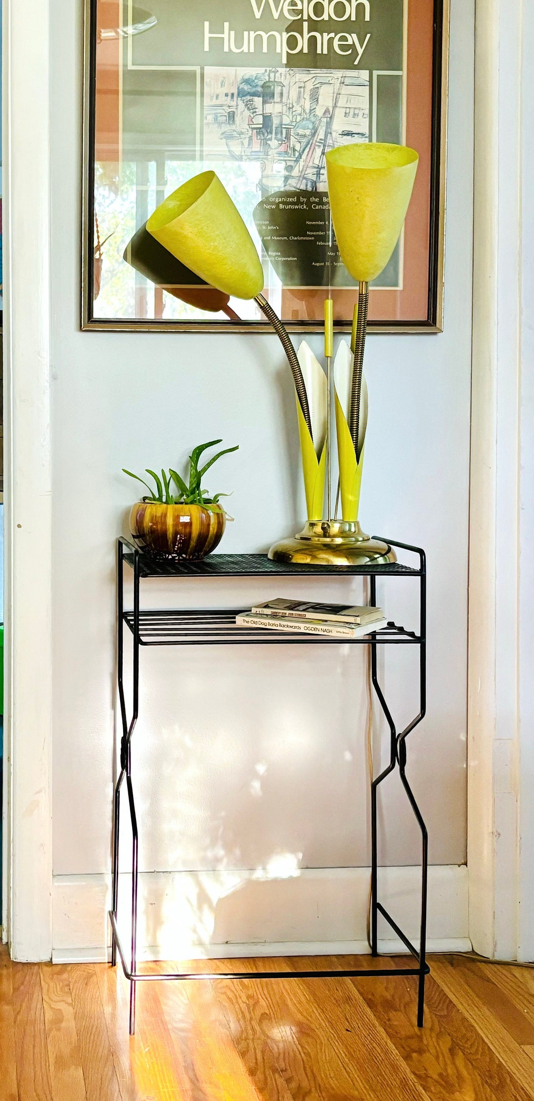 MCM Atomic Era/ Space Age Metal Side Table/ Telephone Table With Shelf ...
