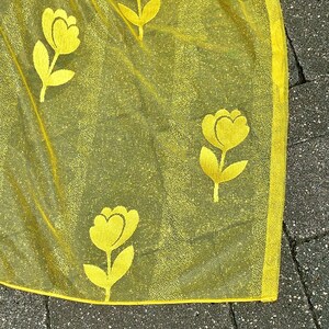 MCM Yellow Mesh Tulip Pattern Curtain/ Repurposing Fabric Circa 1960 ...