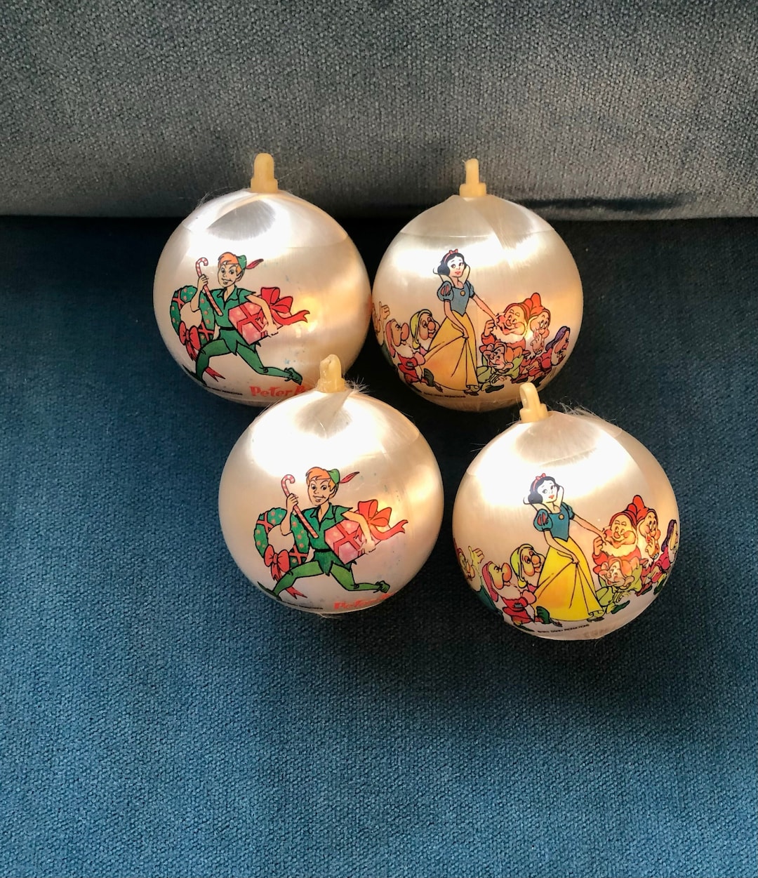 Disney Snow White/ Peter Pan Christmas Ornament Set of 4 (satin Balls ...