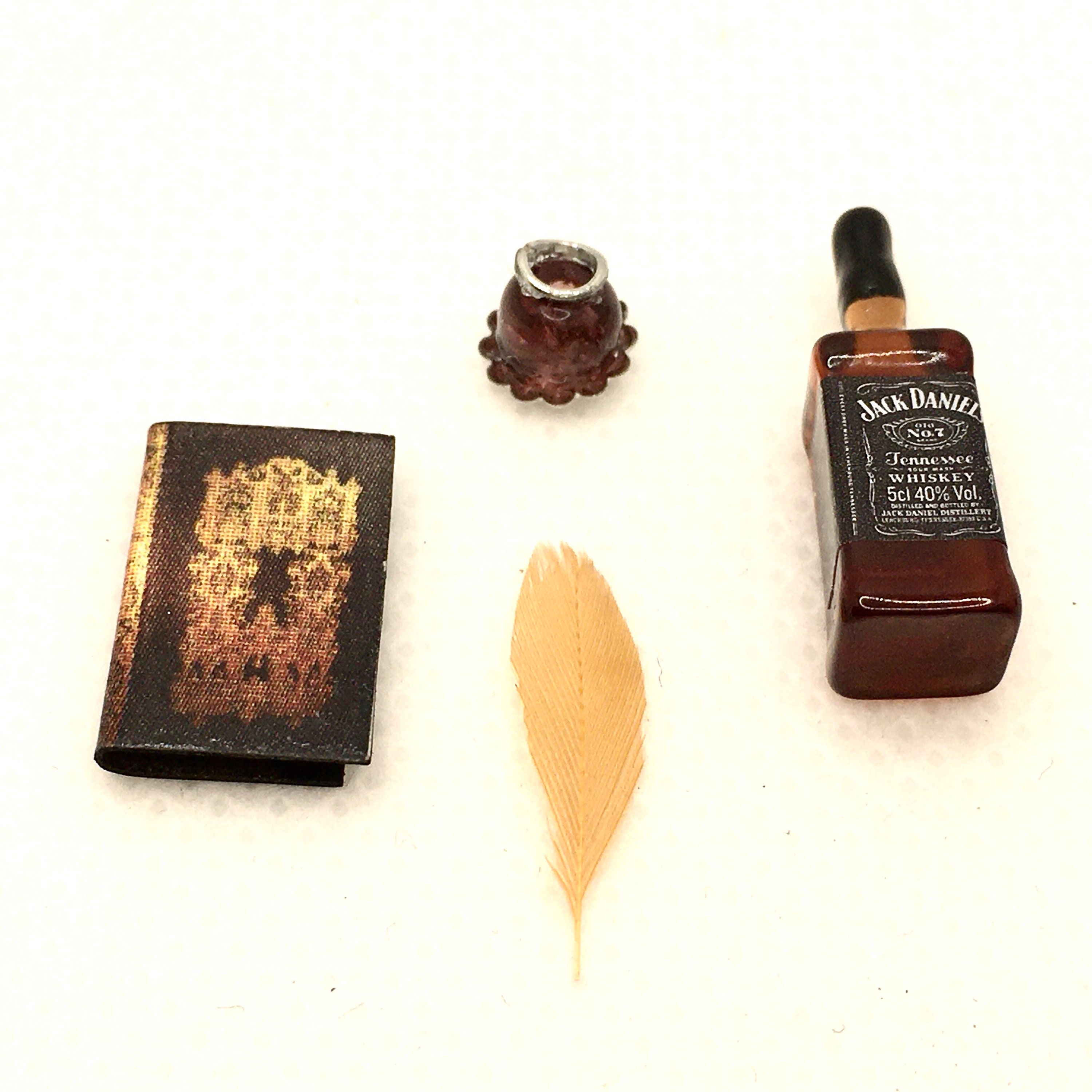 1:24 scale Set with Miniature Book Quill & Ink and Whisky | Etsy