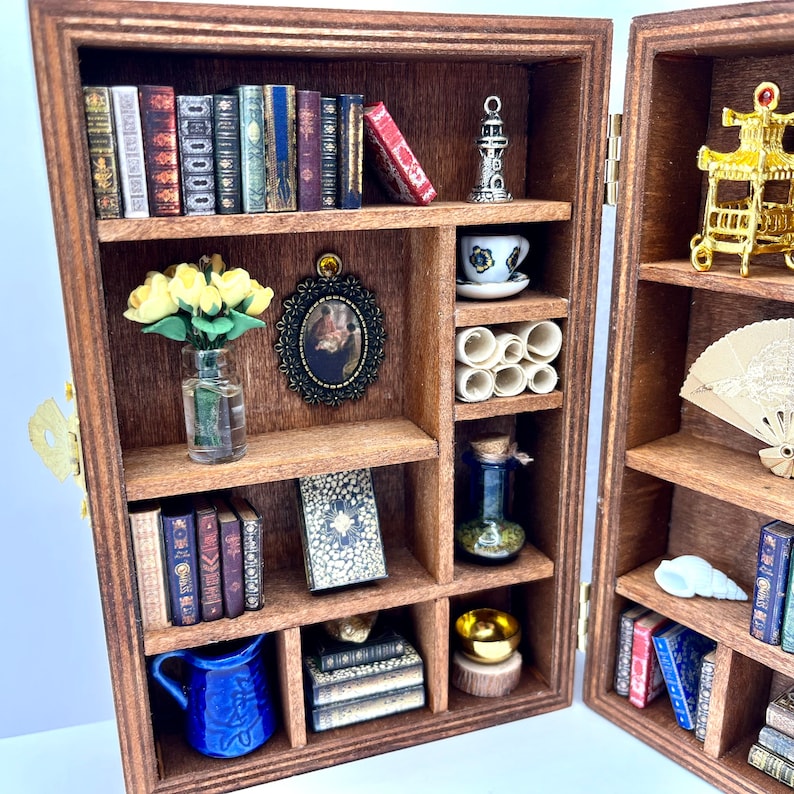 Decorative 1:12 Scale Miniature Library Precious Miniature - Etsy