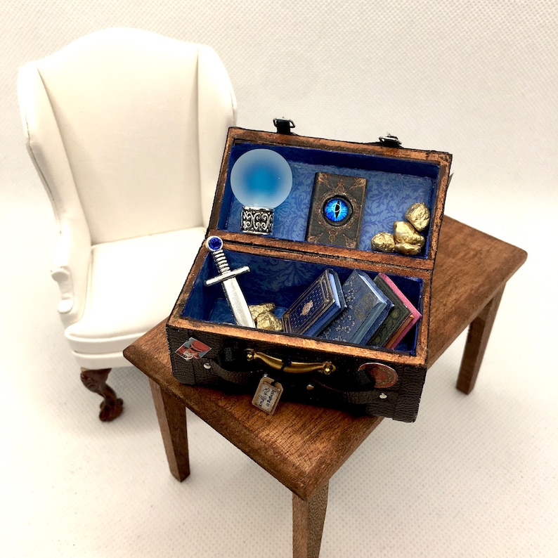 1:12 Scale Miniature Wizard Trunk With Books and All Kinds of ...
