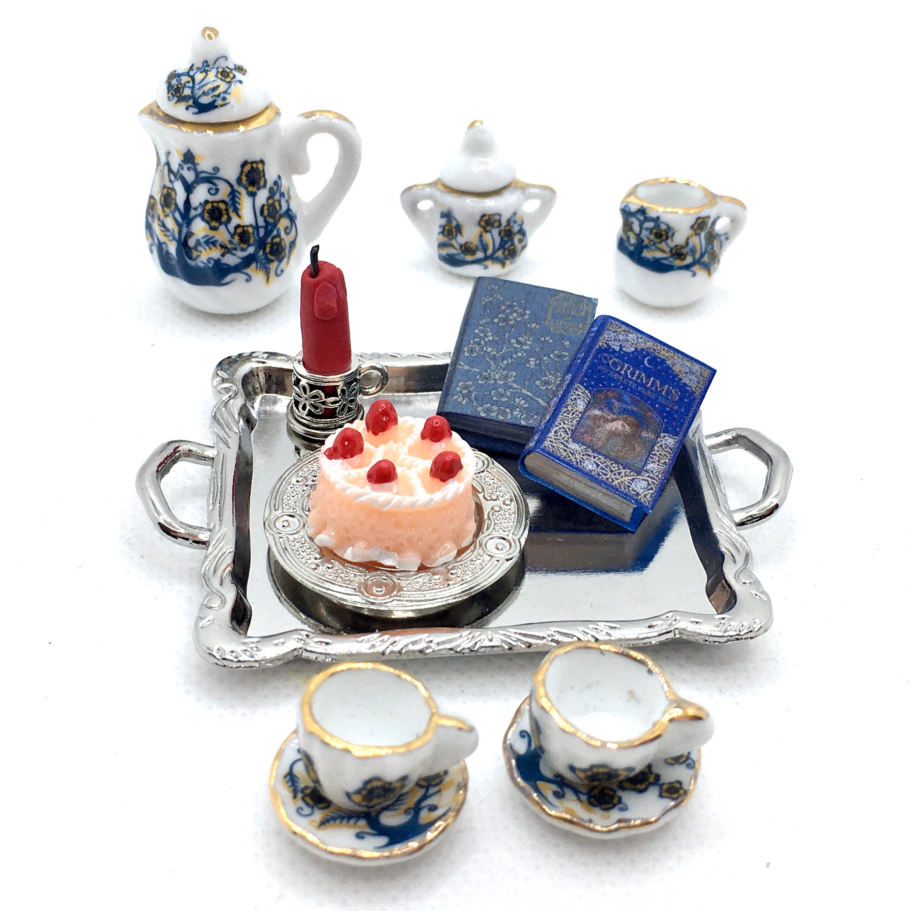 1:12 scale Miniature Literary Tea Set with Dollhouse Books a | Etsy