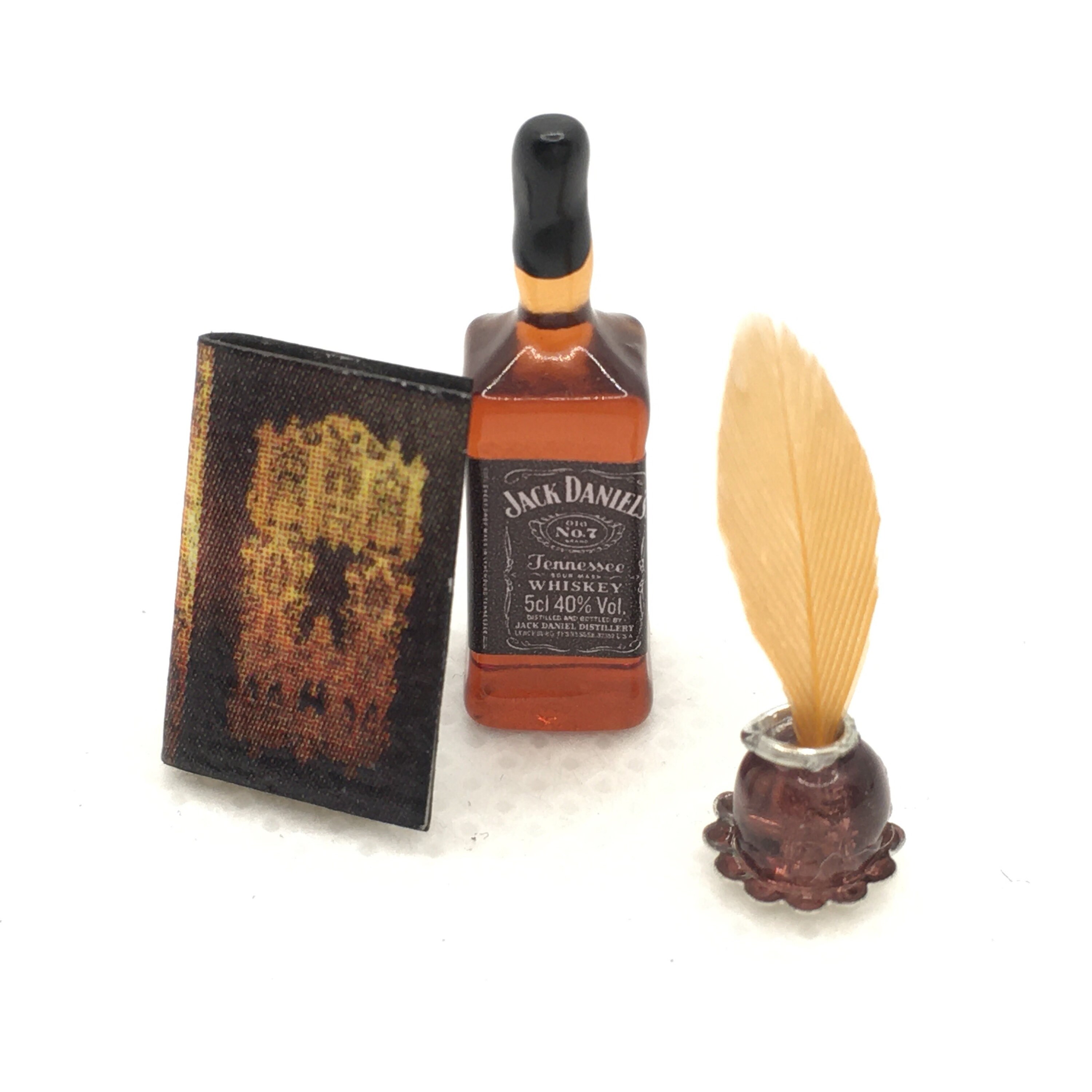 1:24 scale Set with Miniature Book Quill & Ink and Whisky | Etsy