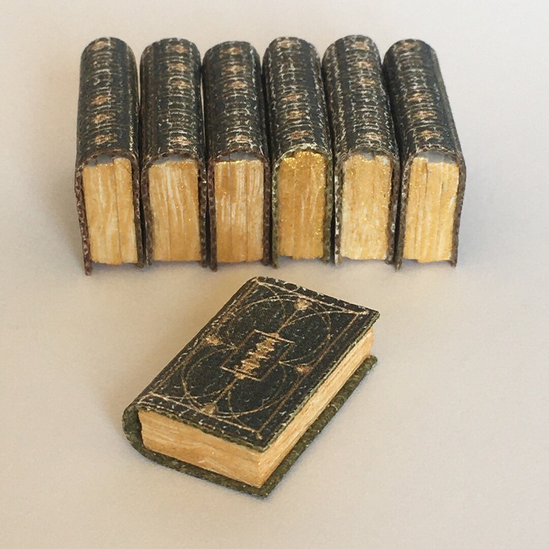 Set of 1:12 Scale Antique Dollhouse Miniature Books, Miniature Library ...