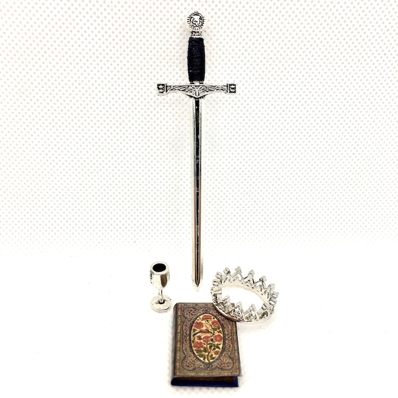 1:12 Scale Set With Dollhouse Book Sword Crown and Goblet - Etsy