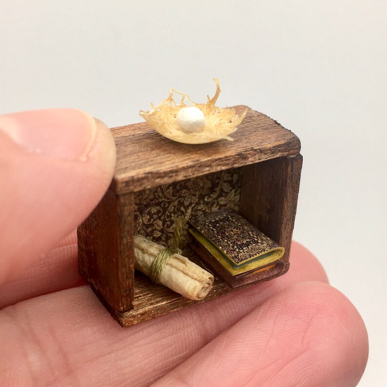 1:24 Scale Mini Book Box With Miniature Books, Bird Nest and Scroll ...