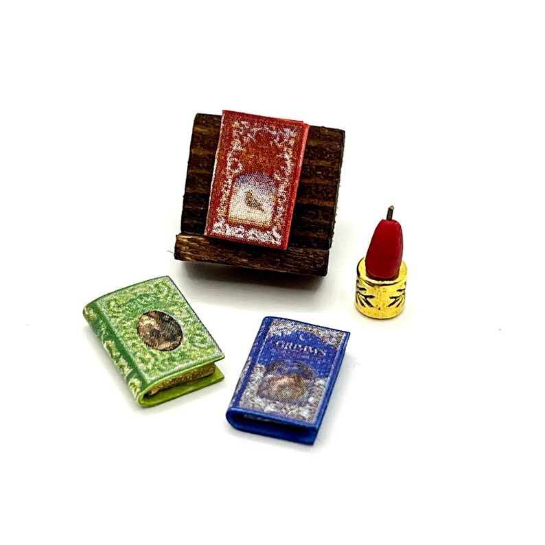 1:24 Scale Set With 3 Miniature Fairy Tale Books, Book Stand and Candle ...