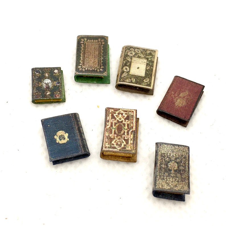 1:24 Scale Set of 7 Antique Miniature Books Dollhouse Library | Etsy