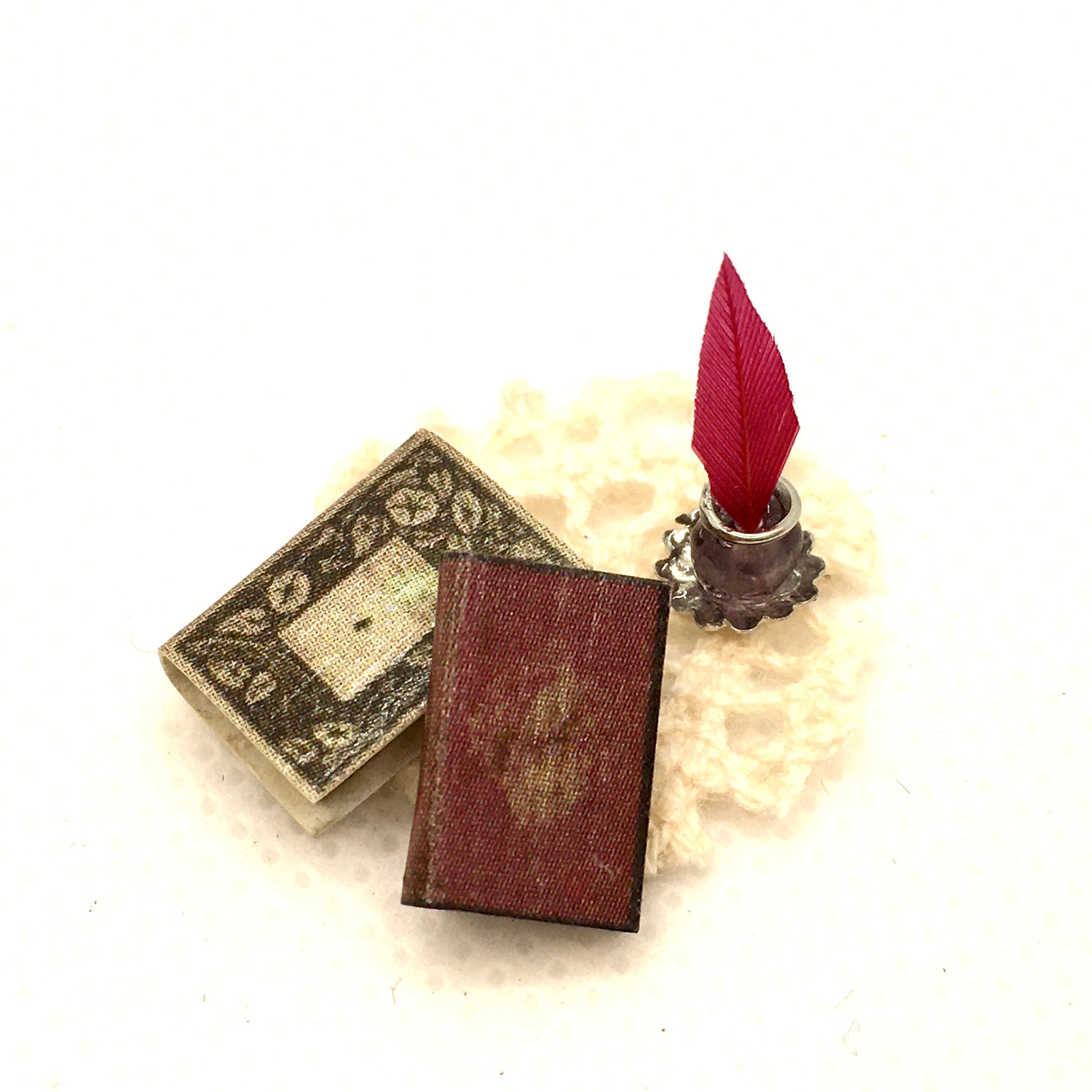 1:24 scale Set of 2 Dollhouse Books a Quill and Ink and a Lace | Etsy