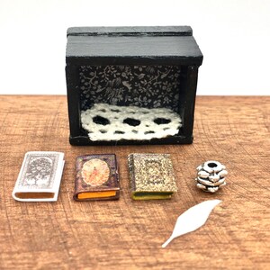 1:24 Scale Miniature Writers Bookcase With 3 Miniature Books, Doilie ...