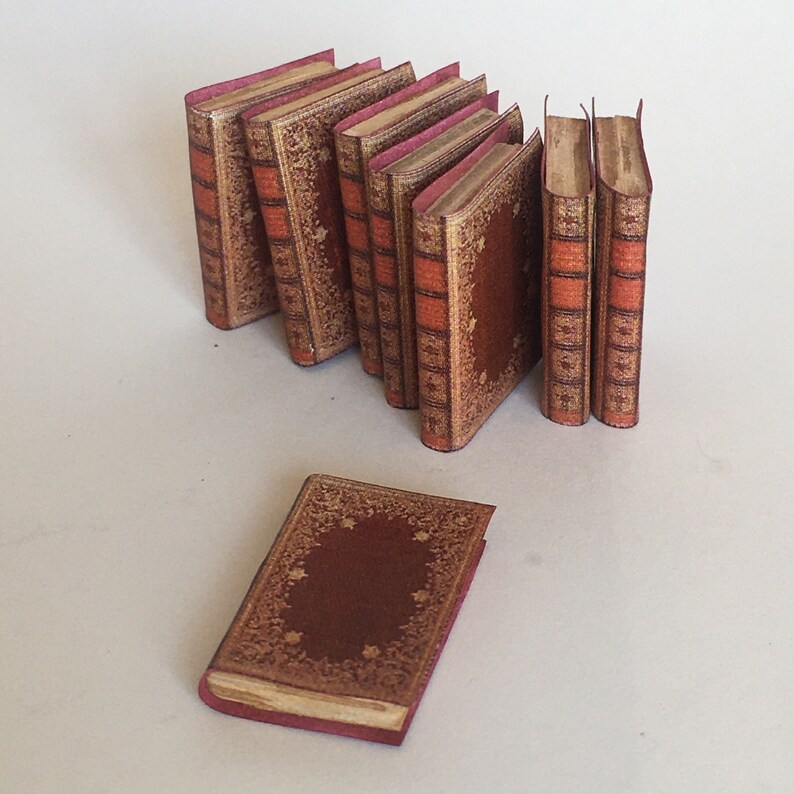Set of 1:12 scale Antique Style Miniature Books Dollhouse | Etsy