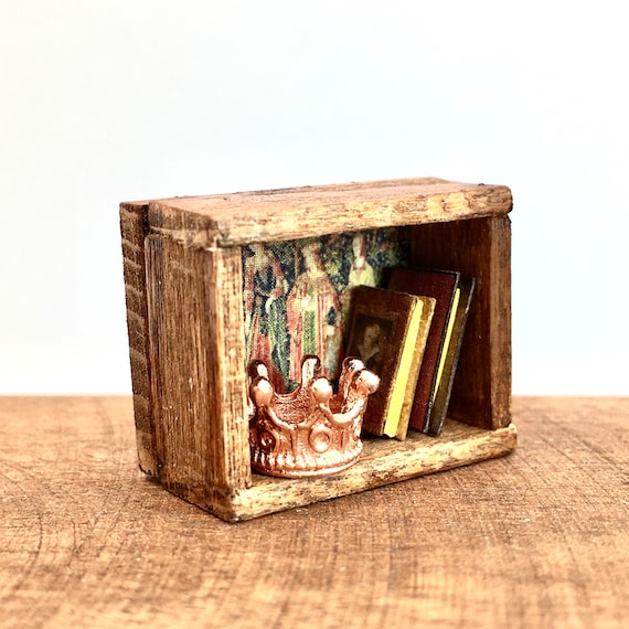 1:24 scale medieval miniature bookcase miniature books and | Etsy
