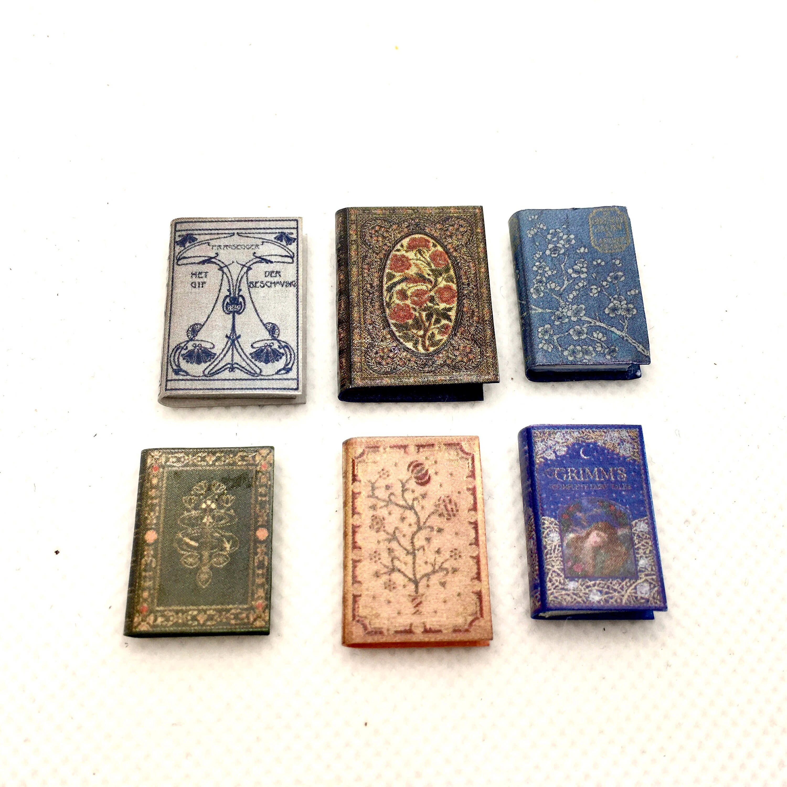 1:12 scale set of 6 Antique Miniature Books Dollhouse Library | Etsy