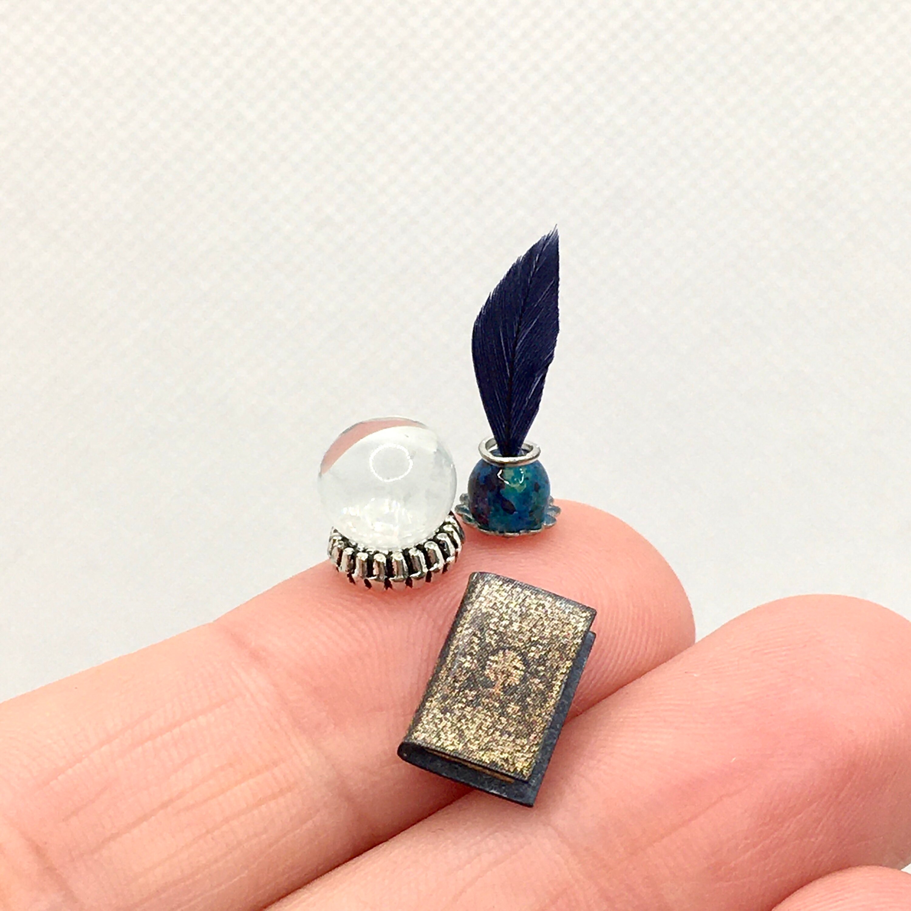1:24 scale magical set with dollhouse book quill & ink and | Etsy