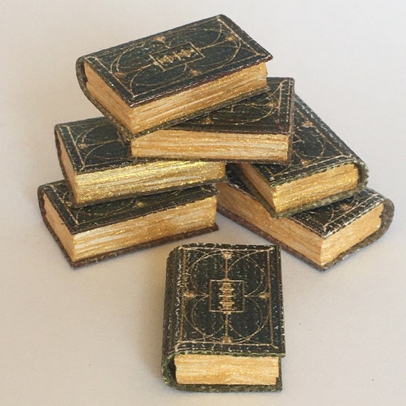 1:12 Scale Antique Dollhouse Miniature Book Miniature Library | Etsy