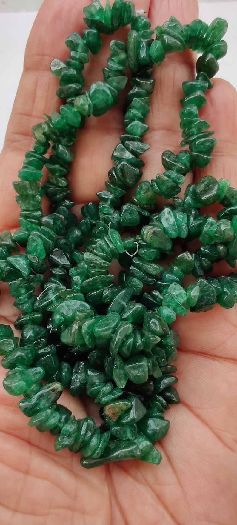 35" Green Jade Chip Stone Beads, Uncut Chip Bead, 3-7mm, Polished Beads ...