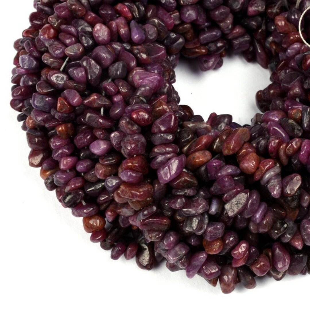 34" Strand Natural Ruby Uncut Chips Nuggets Smooth Beads Gemstone ...