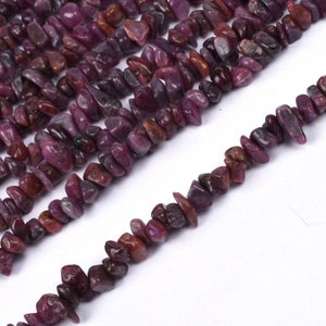 34" Strand Natural Ruby Uncut Chips Nuggets Smooth Beads Gemstone ...