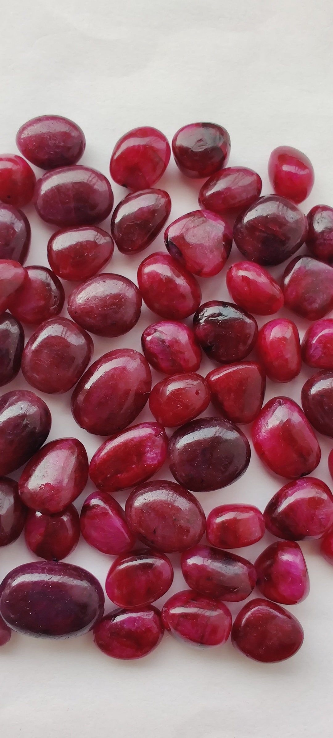 5 Pieces Dyed Ruby ~ Ruby Tumble Stone ~ Plain Smooth Stone ~ Polished ...
