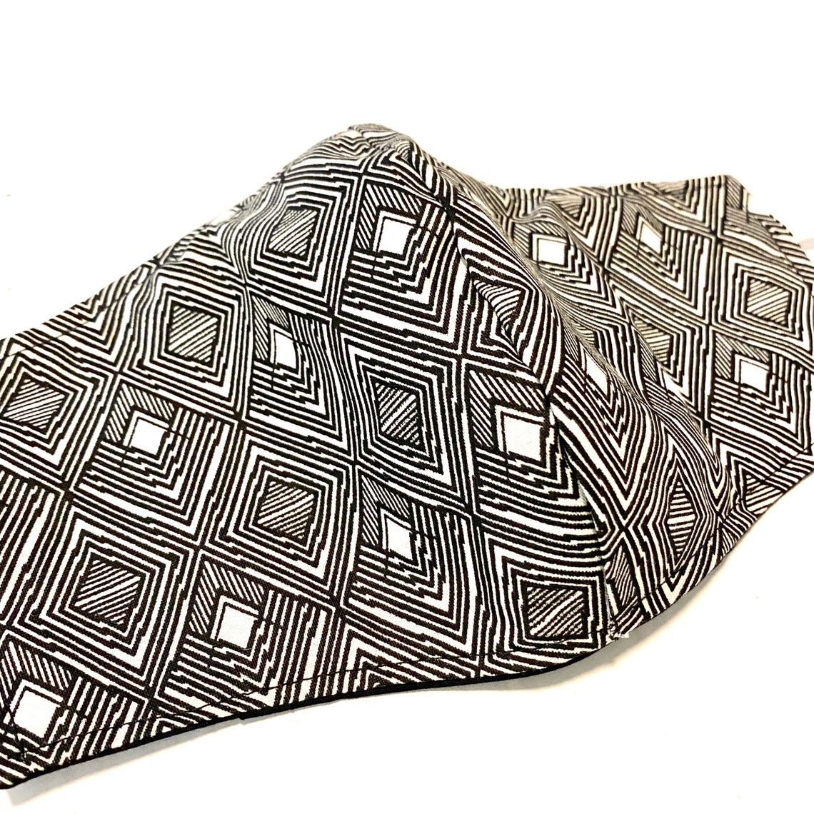 Black and white diamond print face mask with Nose Wire and | Etsy