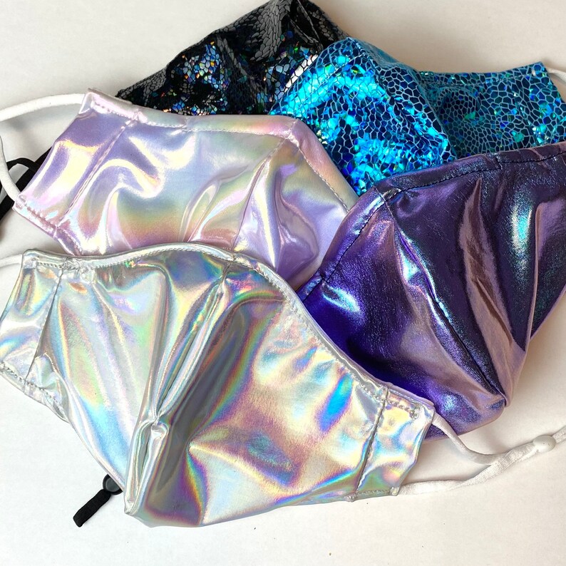 Holographic Iridescent Dressy Face Mask With Nose Wire and - Etsy