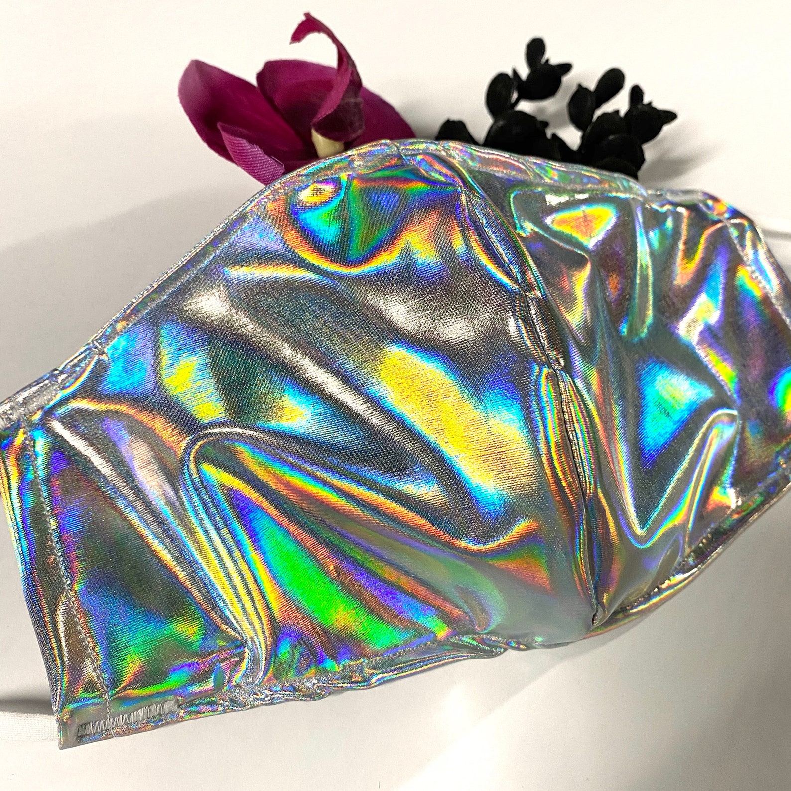 Holographic Iridescent Dressy Face Mask With Nose Wire and | Etsy