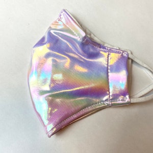 Purple Holographic Iridescent Winter Face Mask With Nose Wire Filter ...