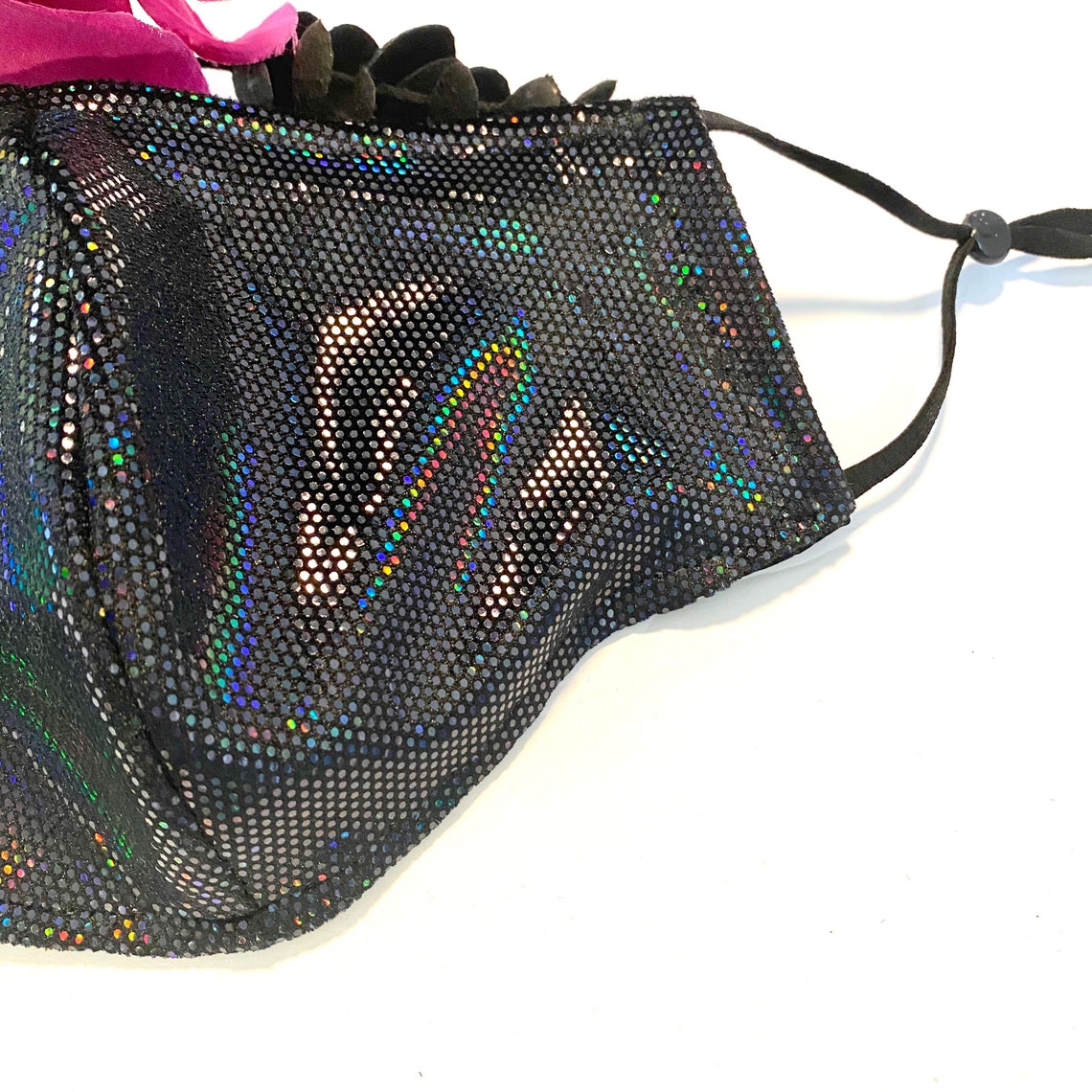 Black Holographic Reflective Face Mask With Nose Wire and - Etsy