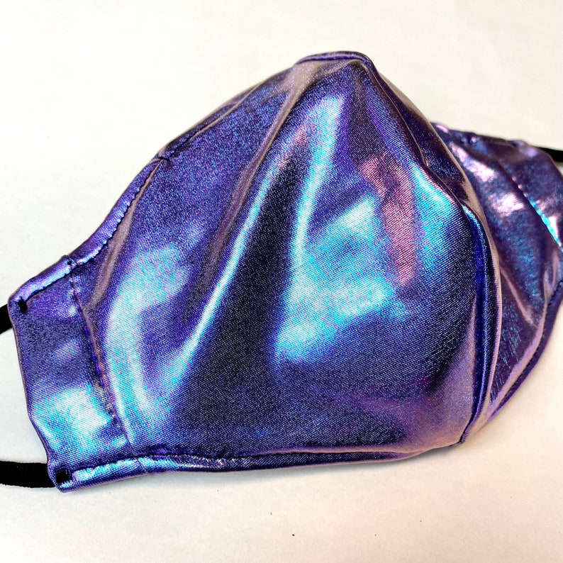 Purple Holographic Iridescent Winter Face Mask With Nose Wire | Etsy