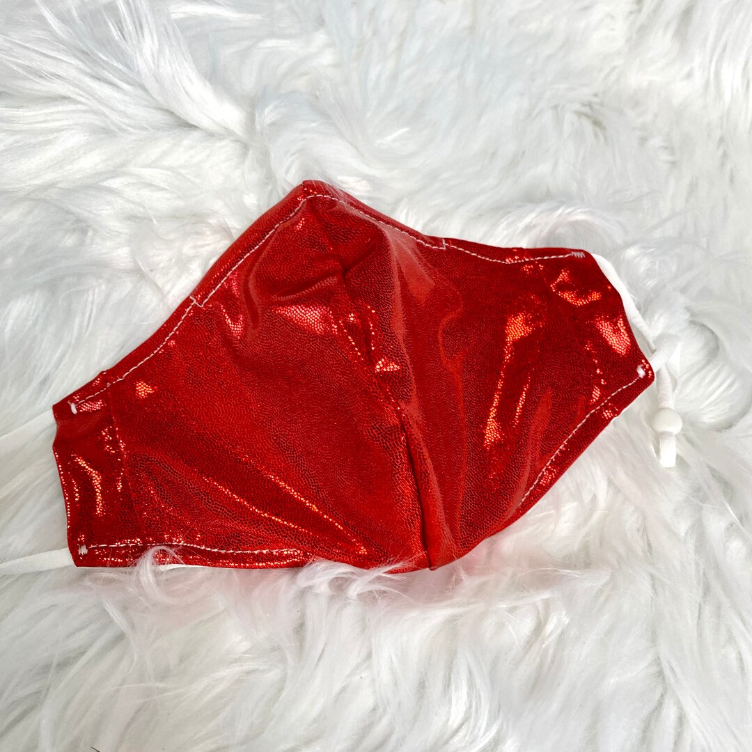 Red Reflective Face Mask, Holiday Sparkly Glittery Masks With Nose Wire ...