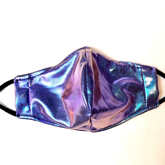 Purple Holographic Iridescent Winter Face Mask With Nose Wire | Etsy
