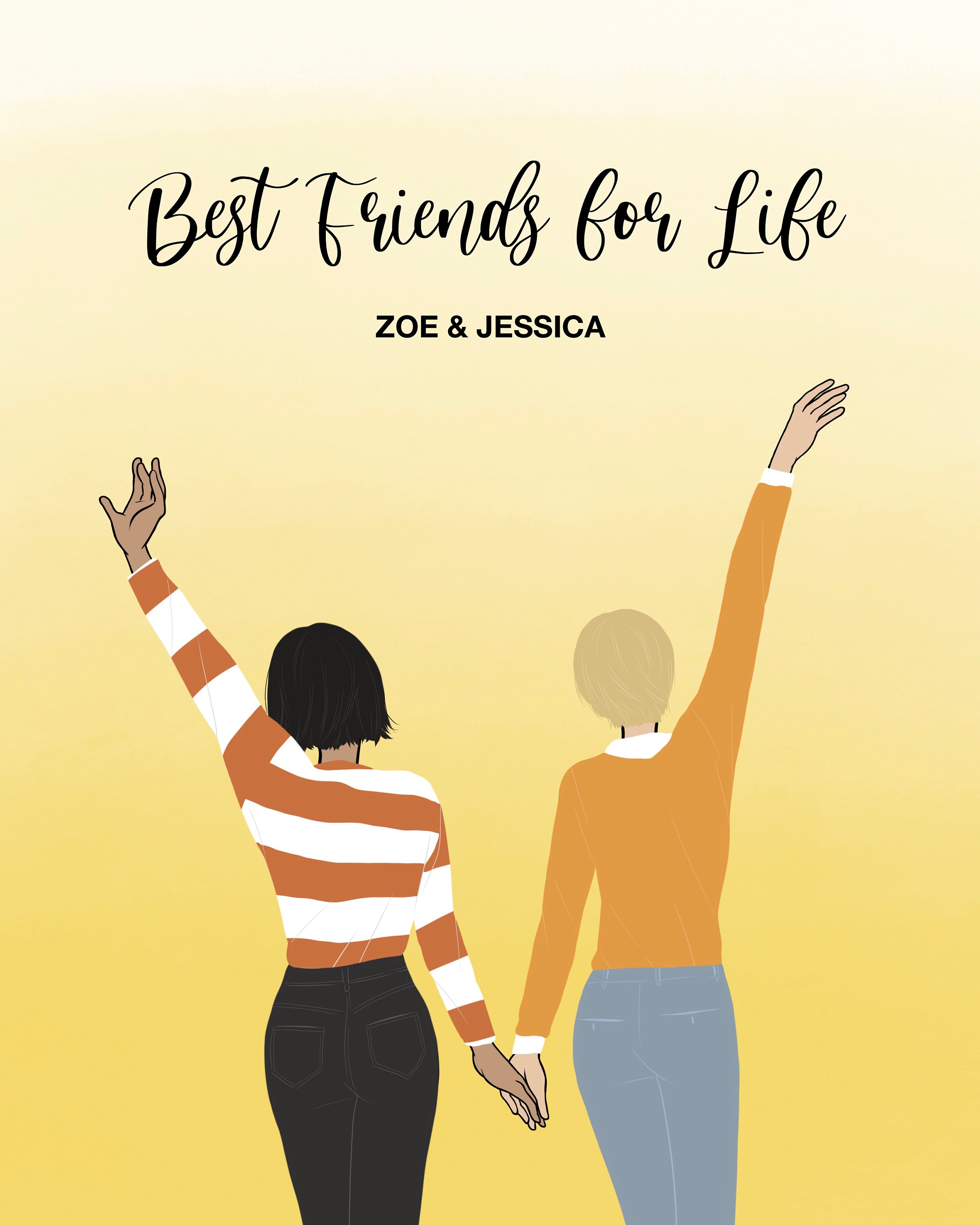 Custom Best Friend Portrait Personalized BFF Illustration | Etsy