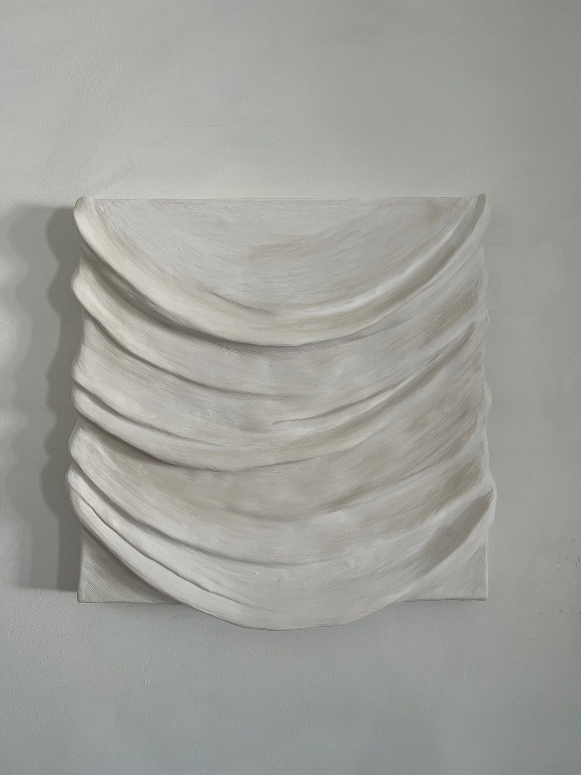 Draped Wall Sculpture - Plaster Textured Art - Fabric Sculpture - Large ...