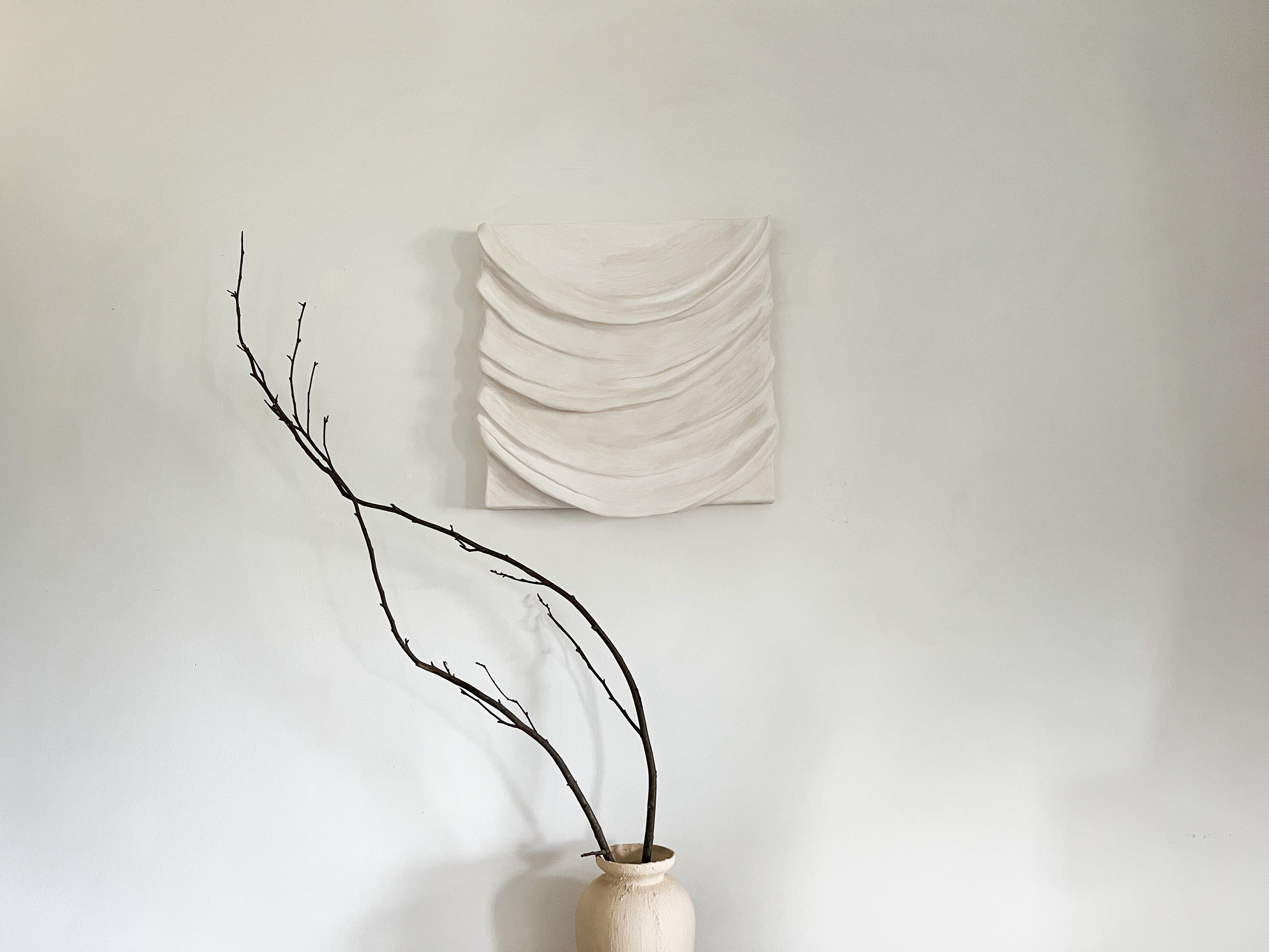 Draped Wall Sculpture - Plaster Textured Art - Fabric Sculpture - Large ...