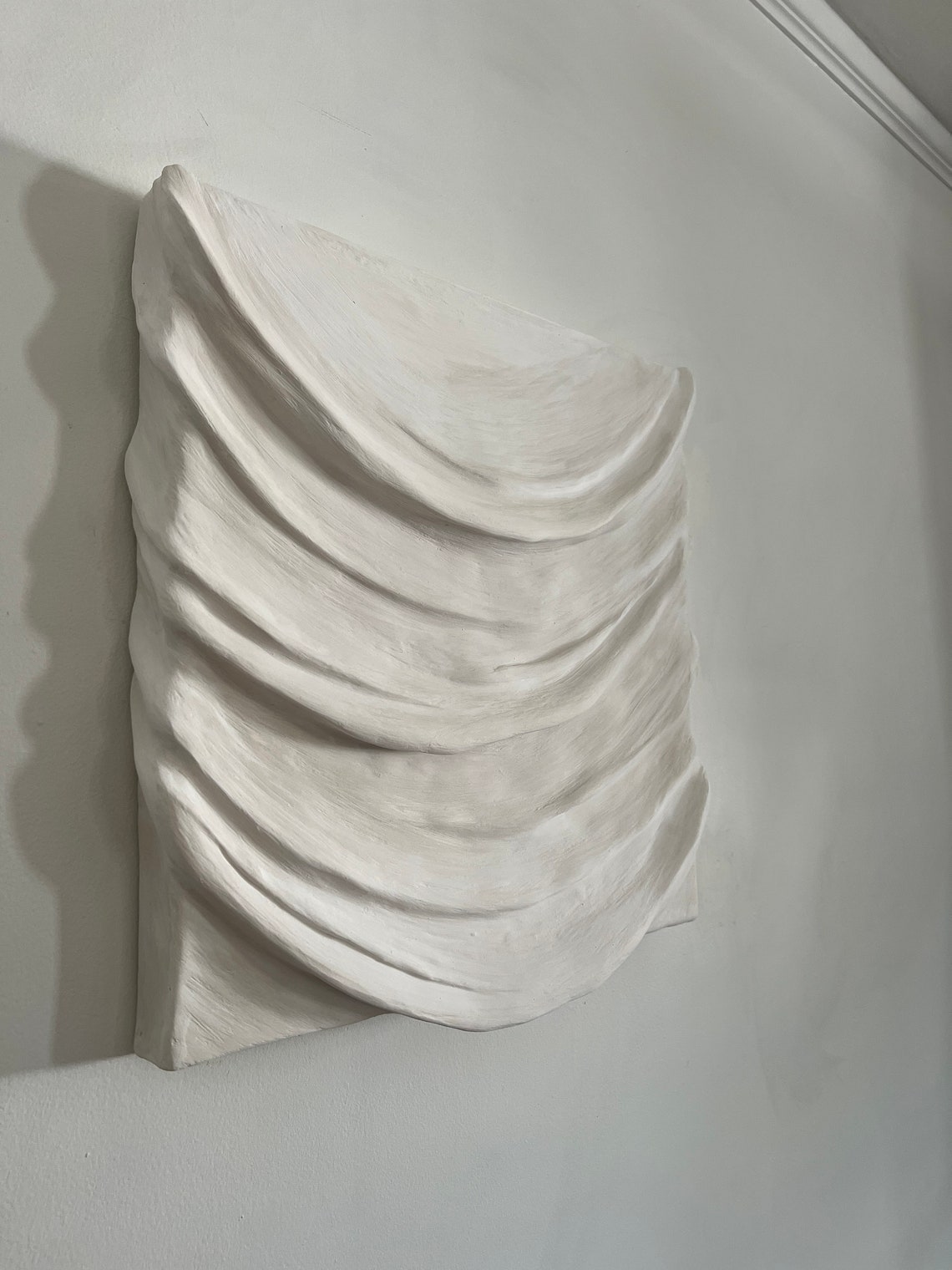Draped Wall Sculpture - Plaster Textured Art - Fabric Sculpture - Large ...