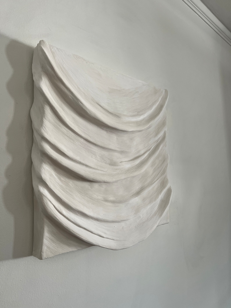 Draped Wall Sculpture - Plaster Textured Art - Fabric Sculpture - Large ...