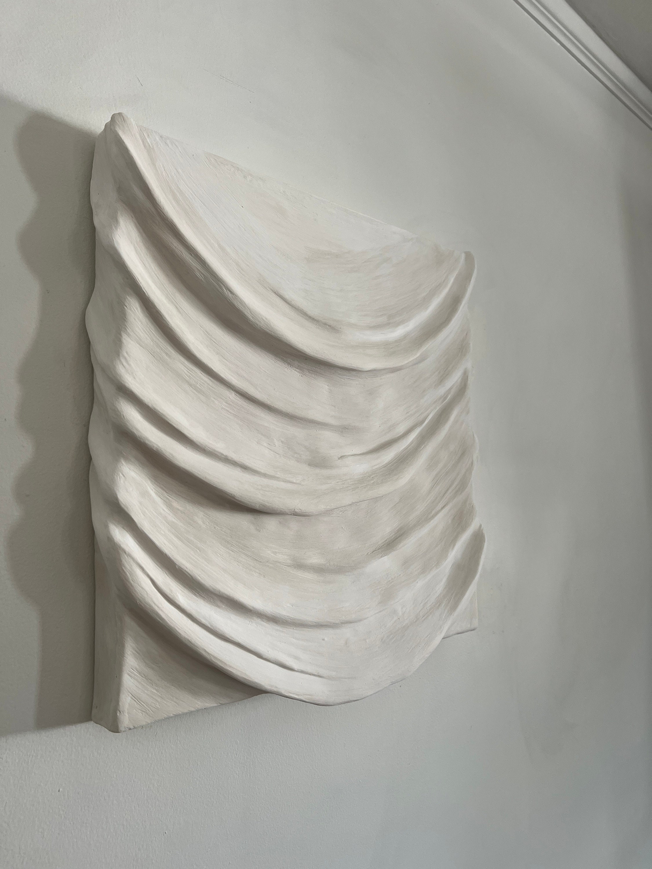 Draped Wall Sculpture - Plaster Textured Art - Fabric Sculpture - Large ...