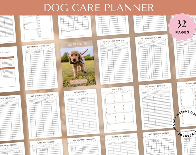 Dog Planner Printable, Digital Planners for Goodnotes, Dog Health Care ...