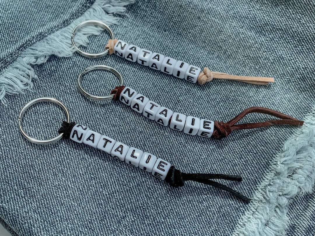 Personalized Beaded Name Keychain - Etsy
