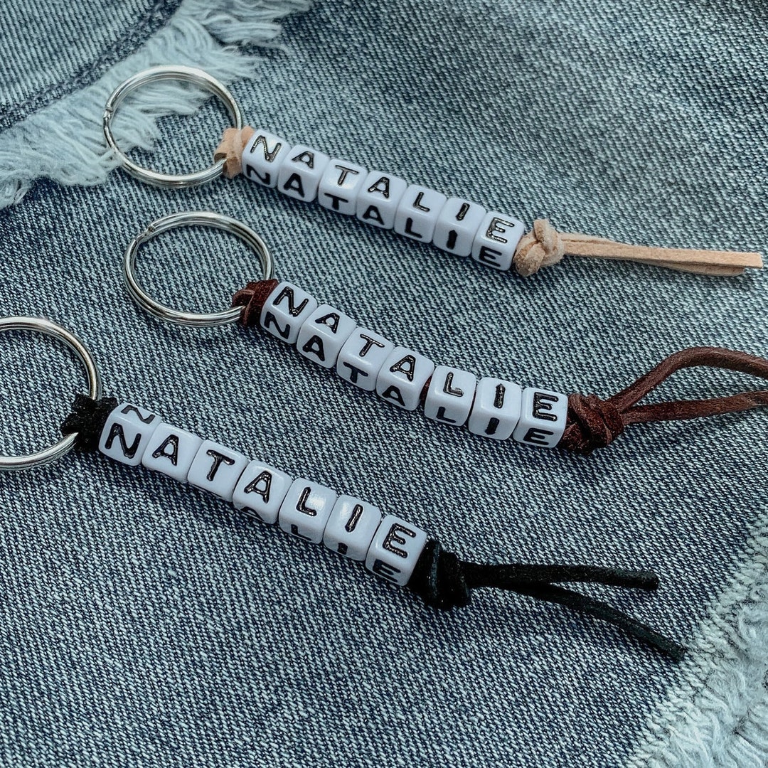 Personalized Beaded Name Keychain - Etsy