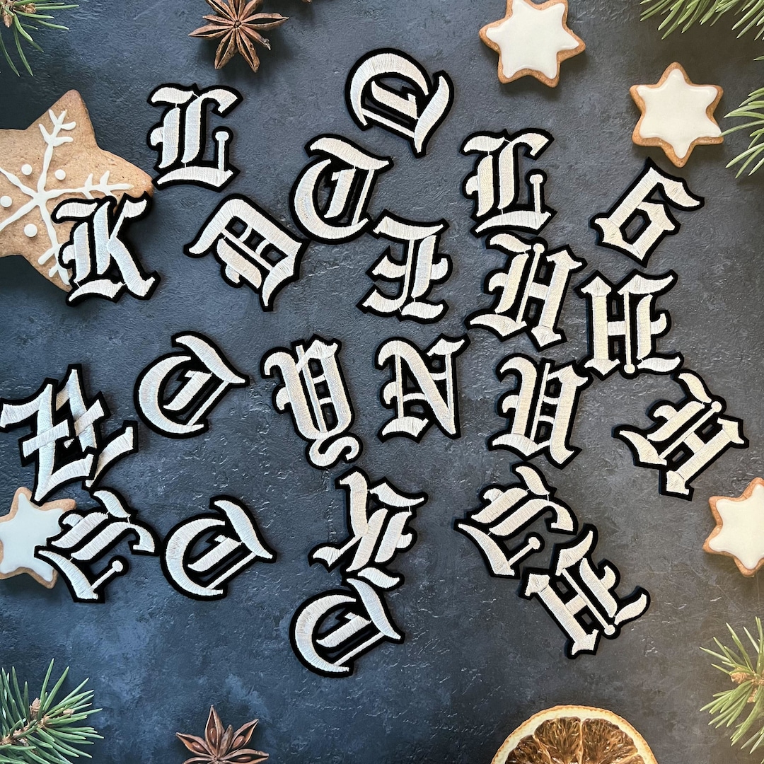 1.96in White Letter Patch DIY Patch Gold Glitter Embroidery - Etsy