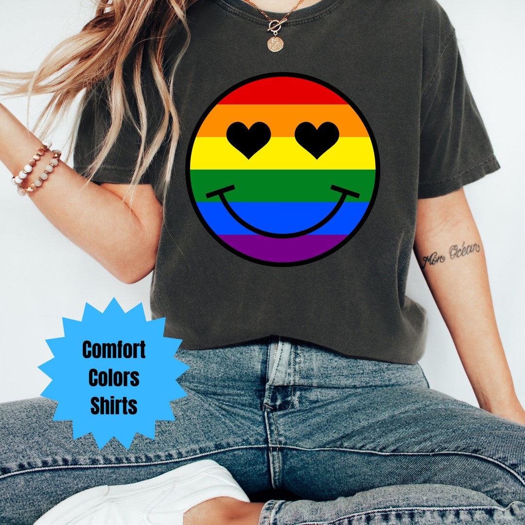 Pride Smiley Face Shirt, Comfort Colors Shirt, Gay Pride Shirts, Pride ...
