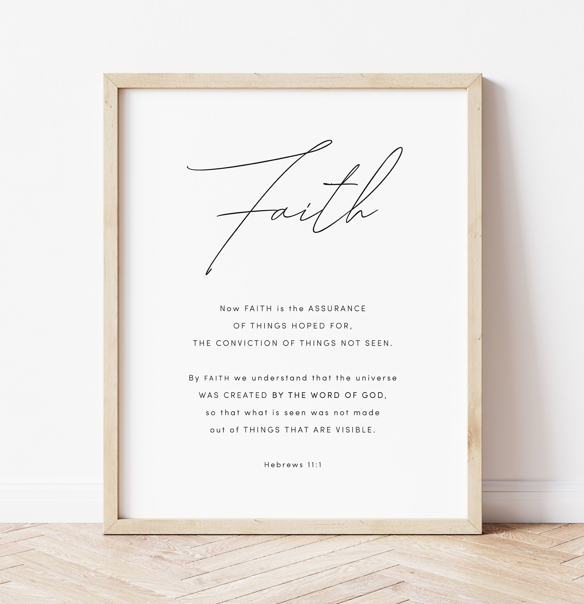 Hebrews 11:1, Faith Wall Art, Minimalist Bible Verse Decor, Modern ...