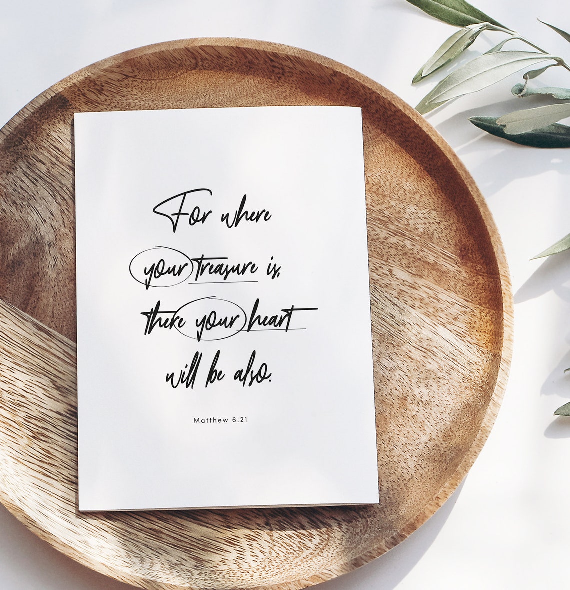 Matthew 6:21 Wall Art, Handwritten Bible Verse Wall Art, Minimal Bible ...