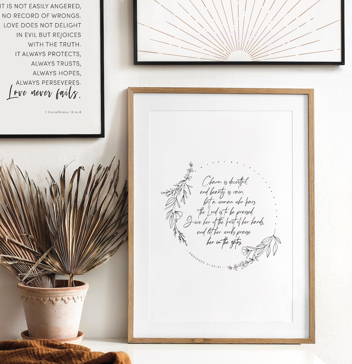 Proverbs 31:30-31 Wall Art Handwritten Bible Verse Wall Art | Etsy